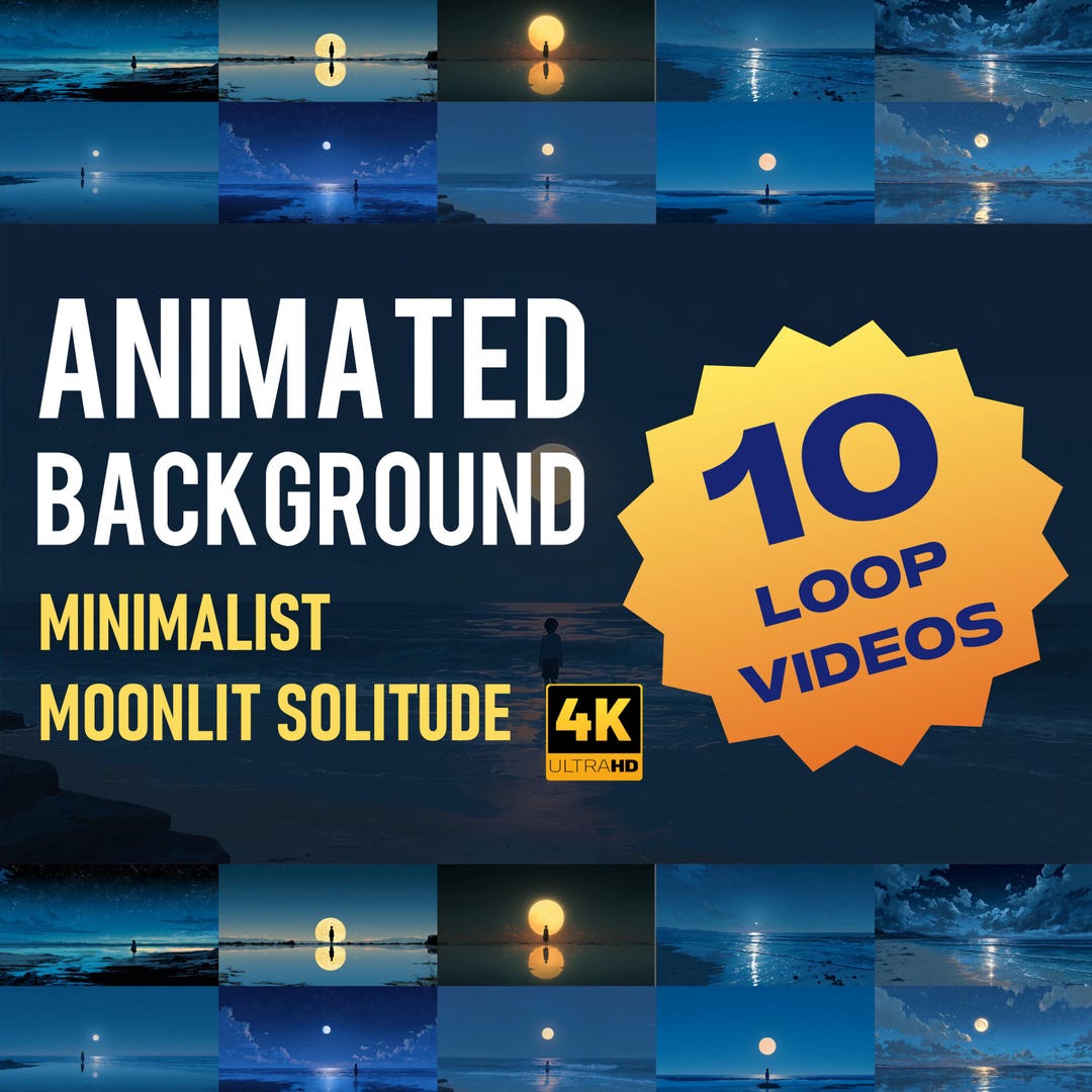 Minimalist Moonlit Solitude Animated Background 4K | Calm Night Loop ...