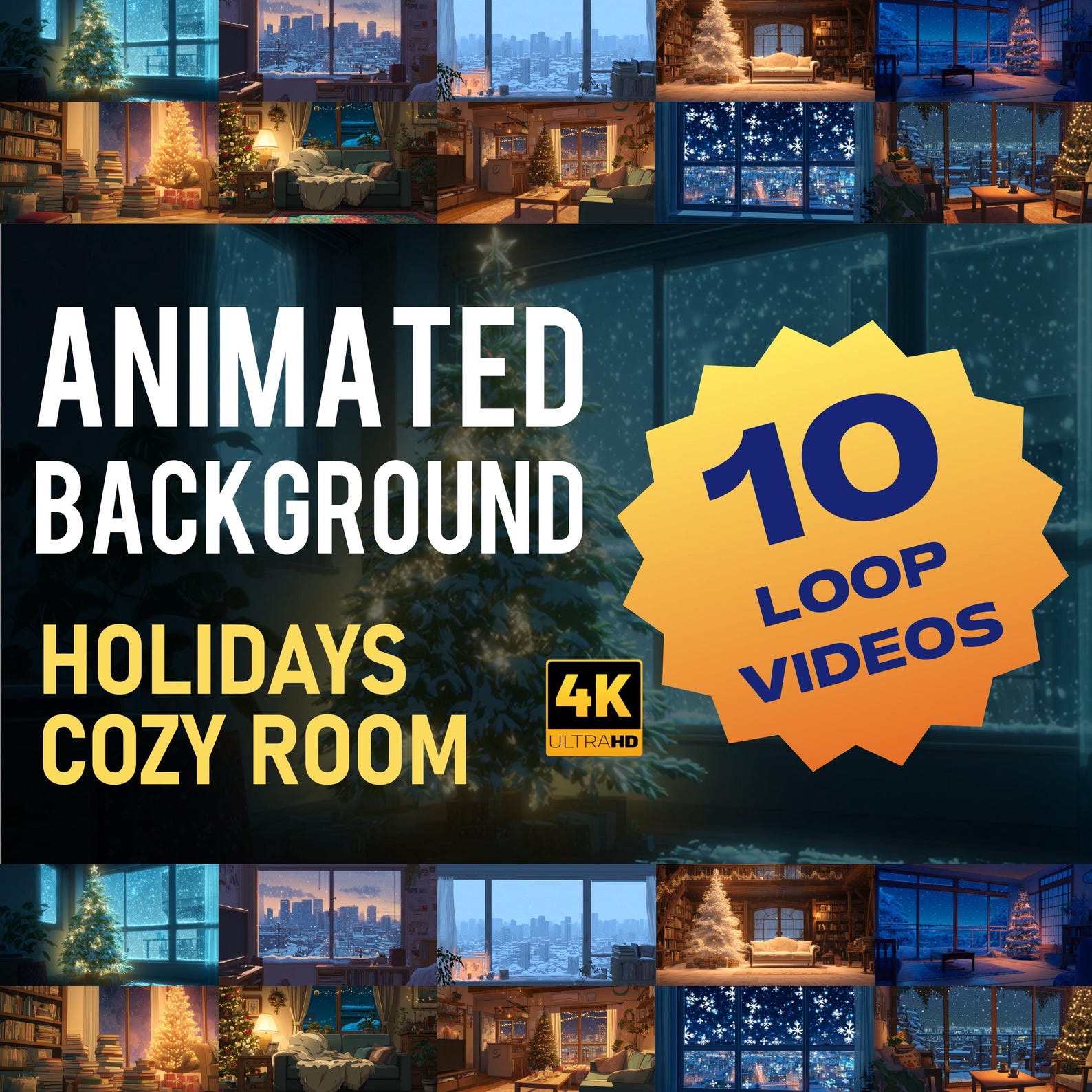 Holidays Cozy Room Animated Background | Christmas Cozy Room Loop 4K ...