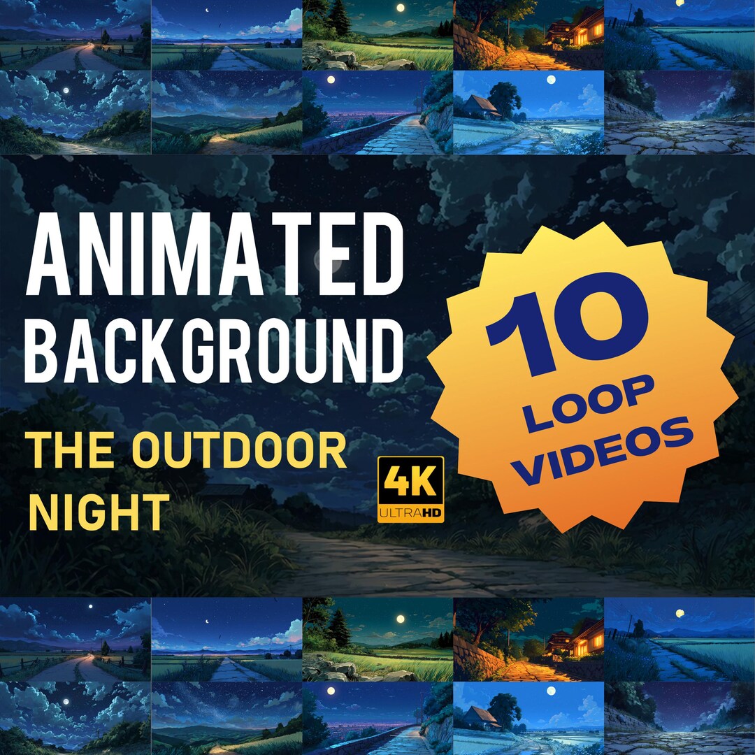 Outdoor Night 4K Animated Background Starry Sky Loop Video for ...