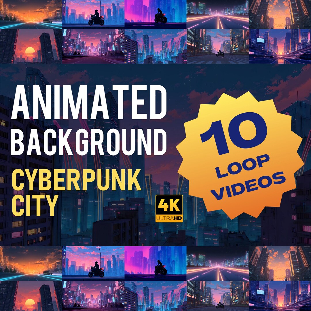 Cyberpunk City Animated Background | Neon Sci-fi Loop 4K - Etsy