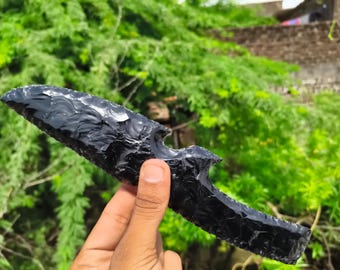 Handmade Obsidian Stone Knife | Volcanic Glass Blade | Crystal Knife ...