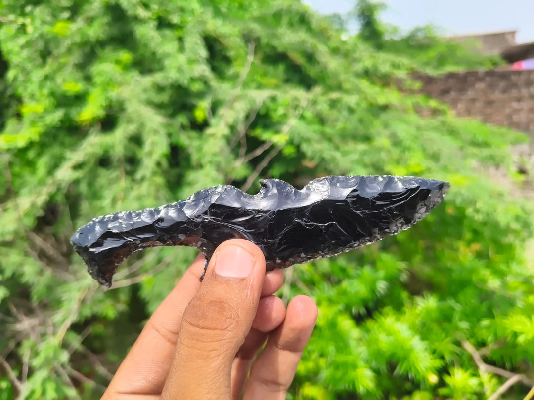 Handmade Obsidian Stone Knife | Volcanic Glass Blade | Crystal Knife ...