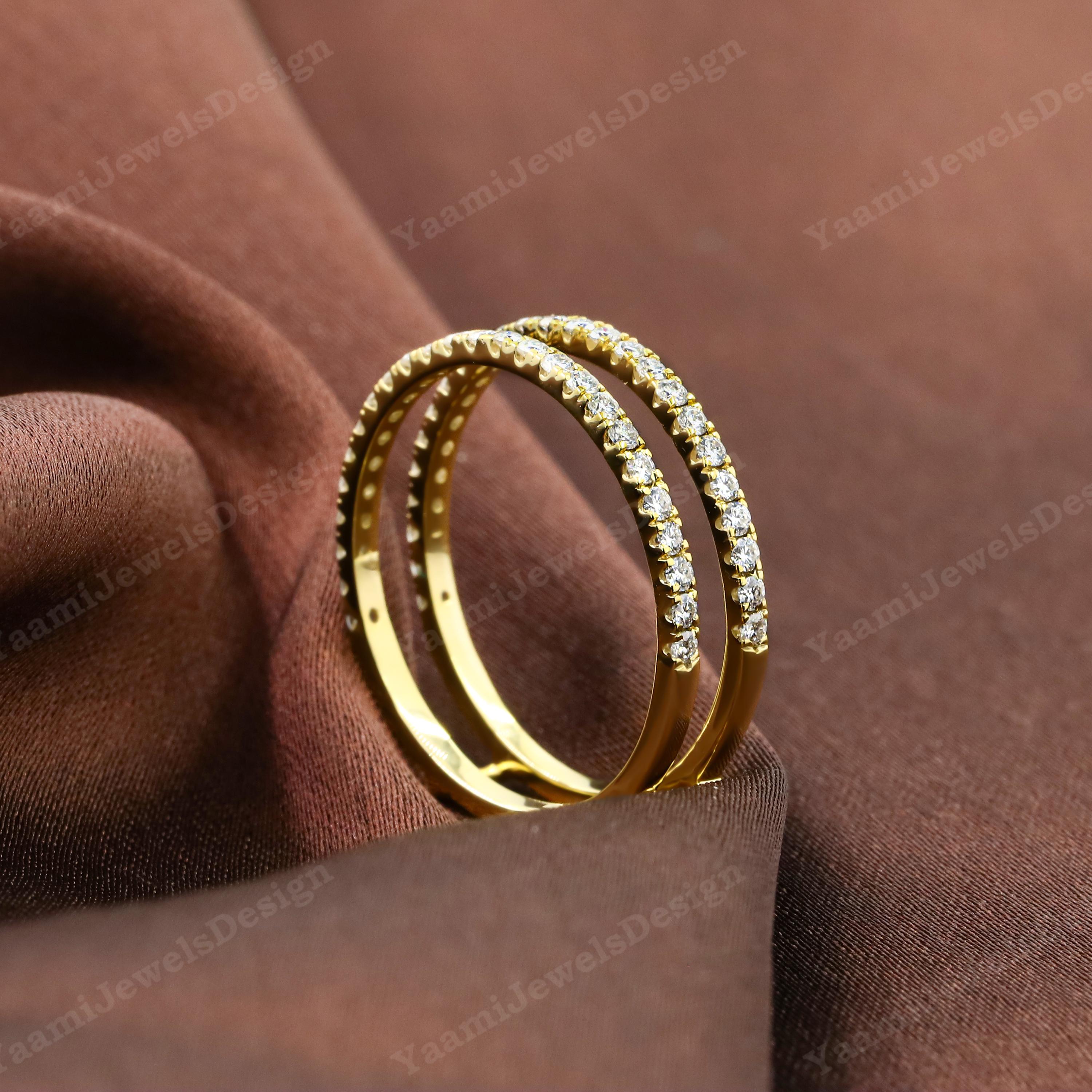 Moissanite Wedding Band | 14K Gold Stackable Ring | Diamond Ring ...