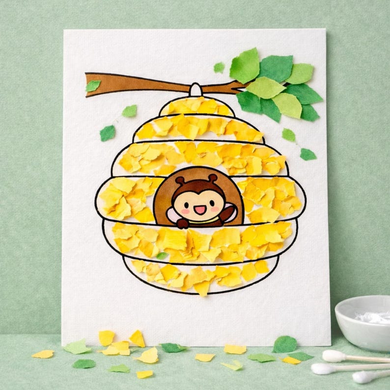 Spring Bee Craft Printable for Kids Preschool and Kindergarten Torn ...