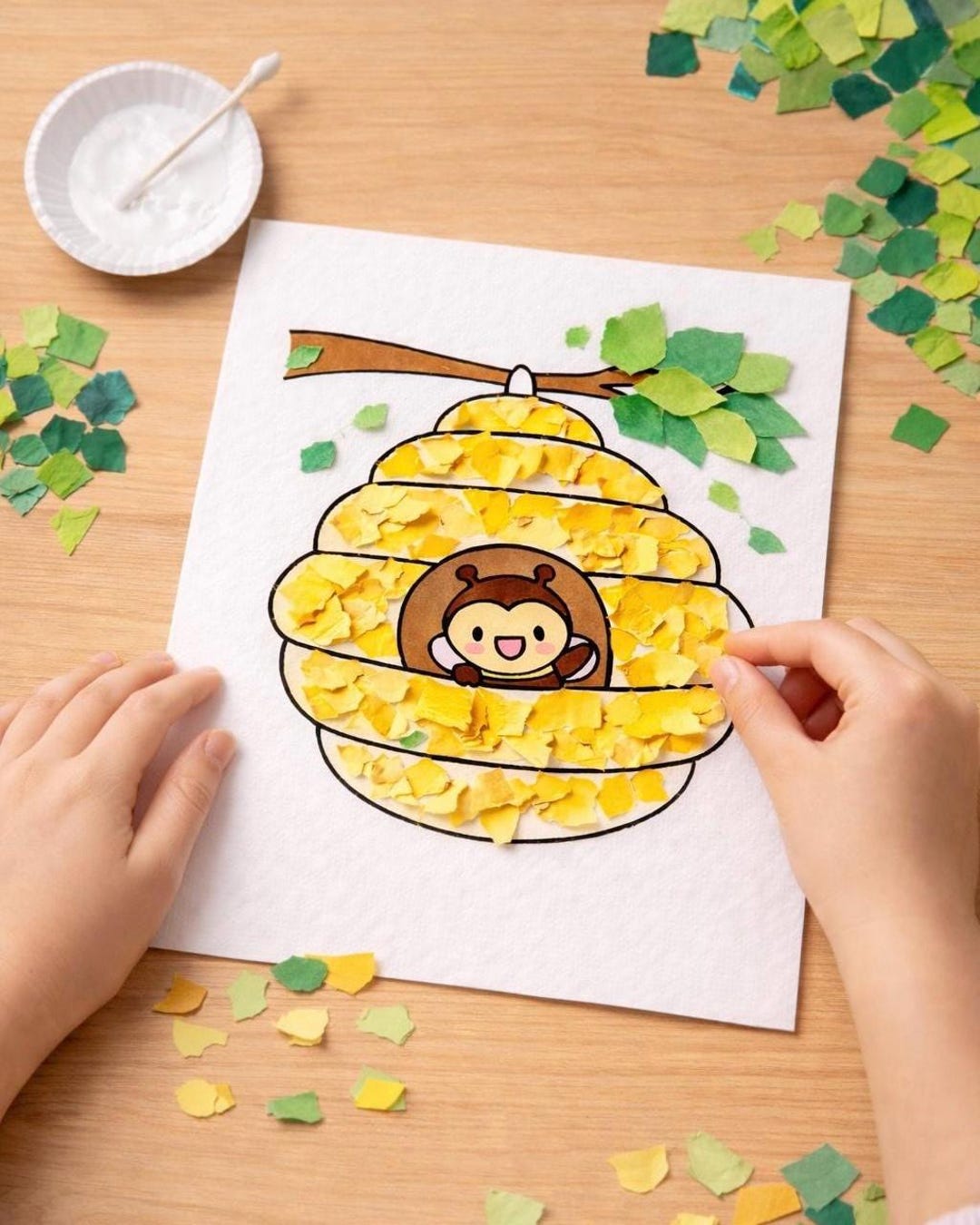 Spring Bee Craft Printable for Kids Preschool and Kindergarten Torn ...