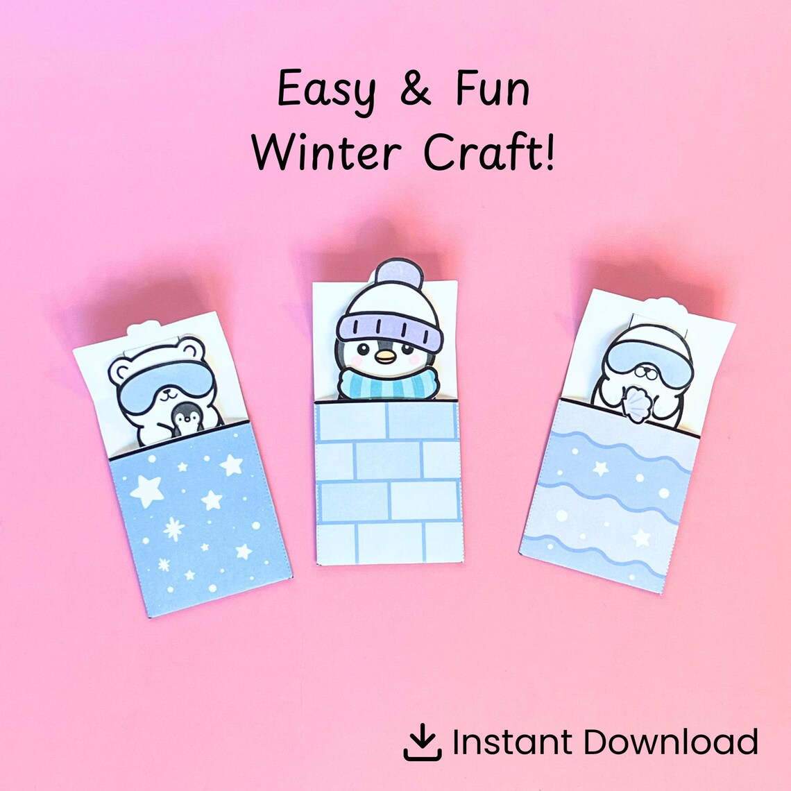 Winter Animals Craft Printable Template PDF Animal Bed Craft Sleeping ...