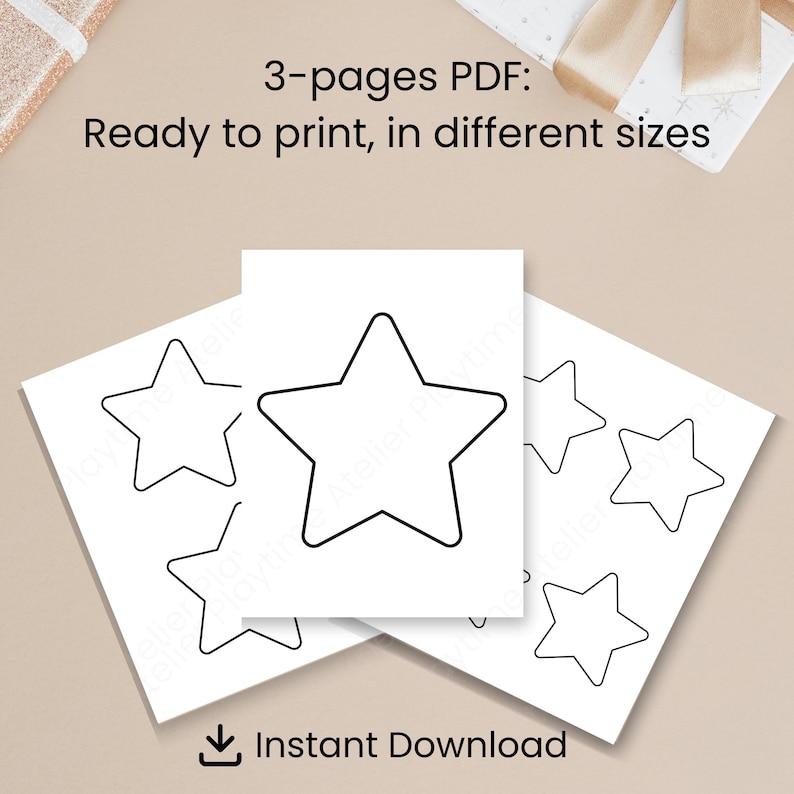 Printable Star Template Cut Out Pattern PDF for Kids Crafts Classroom ...