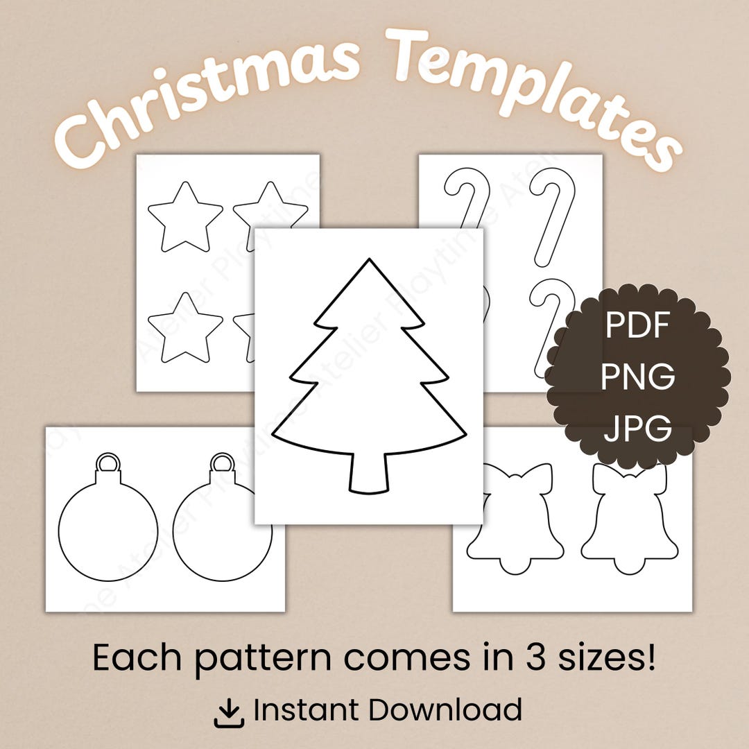 Printable Christmas Shapes Template Cut Out Patterns PDF Bundle for ...