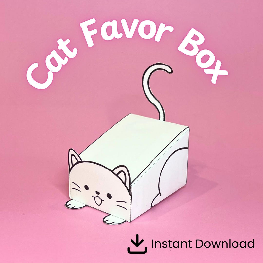 Coloring Cat Box Craft Printable Kit for Kids Color Cut and Assemble ...