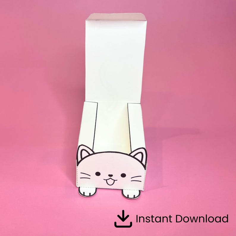 Coloring Cat Box Craft Printable Kit for Kids Color Cut and Assemble ...