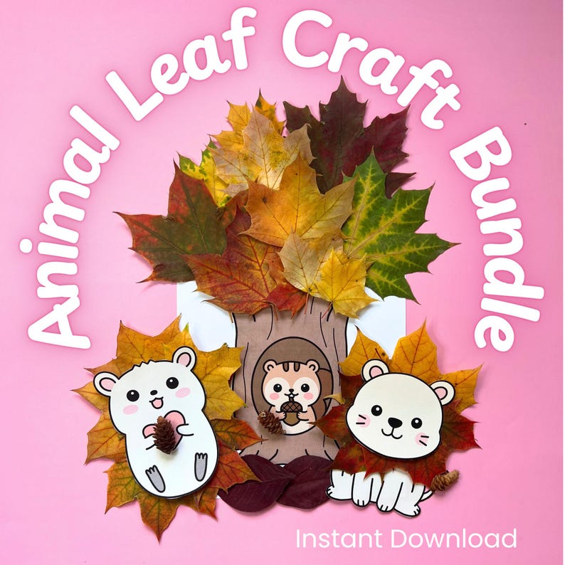 Animal Leaf Craft Bundle Printable Fall Nature Cut and Paste Activity ...