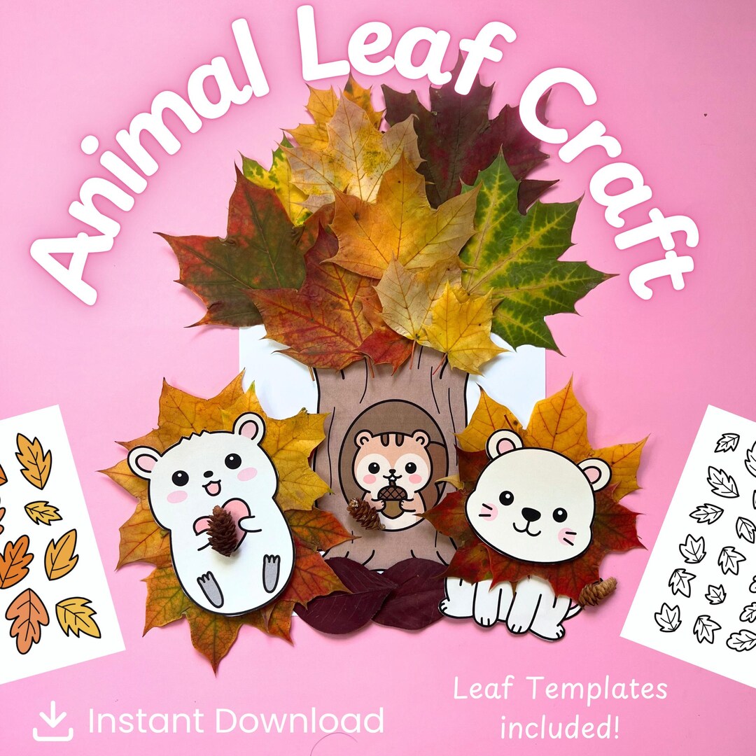 Animal Leaf Craft Bundle Printable Fall Nature Cut and Paste Activity ...