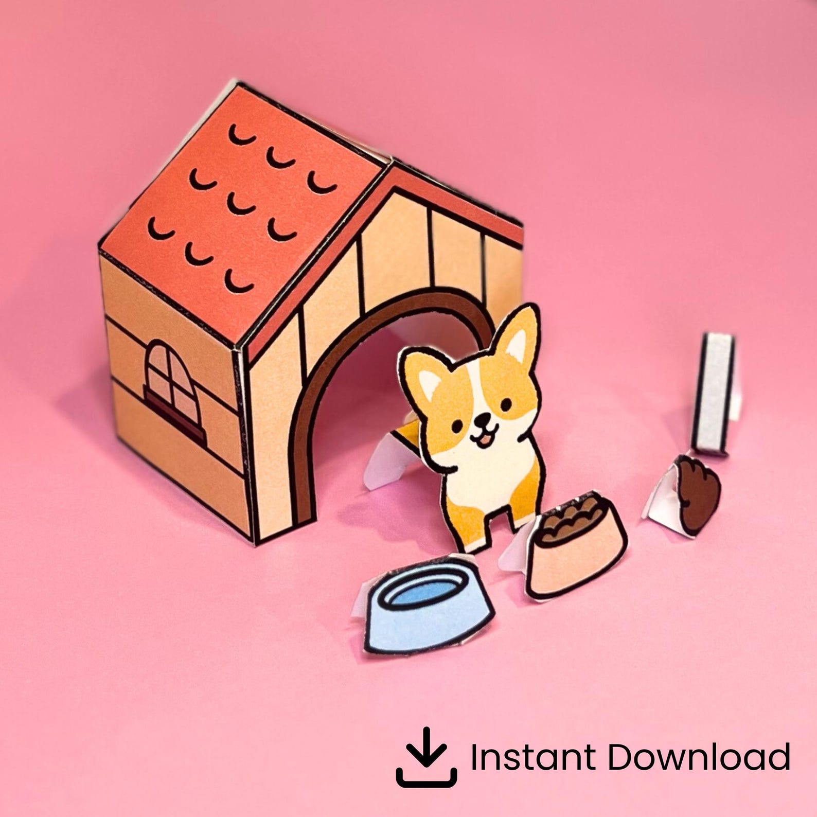 3D Dog House Craft Kit Printable DIY Paper Toy Animal Miniature ...