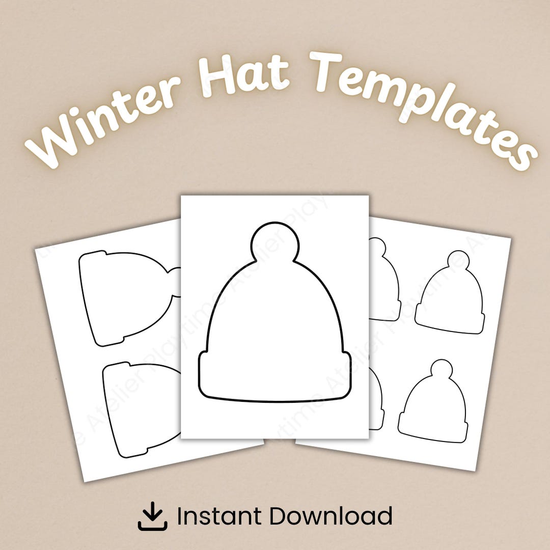 Printable Winter Hat Template Cut Out Patterns PDF Kids Winter Craft ...