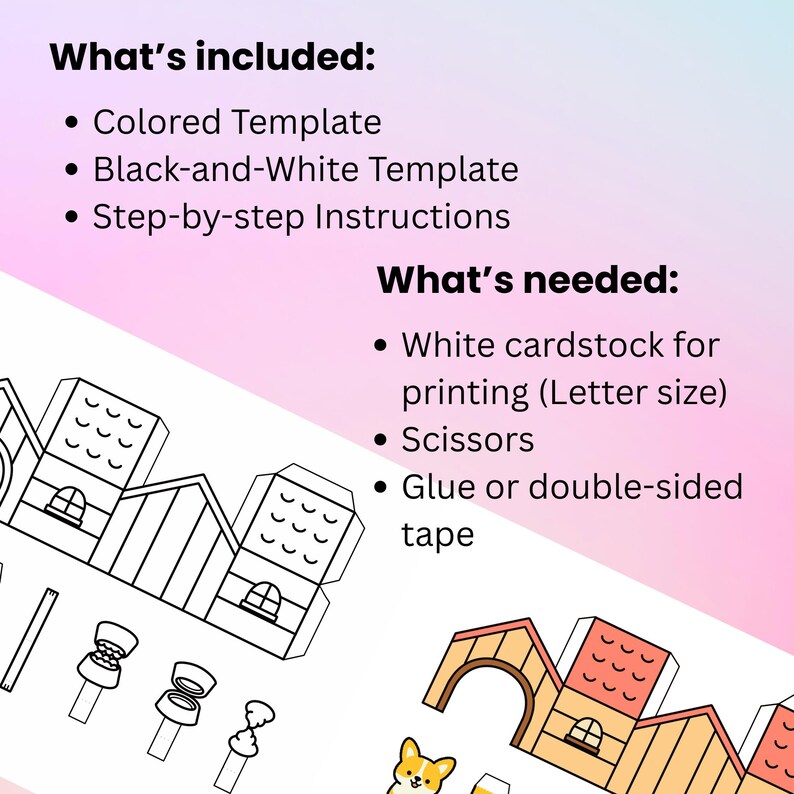 3D Dog House Craft Kit Printable DIY Paper Toy Animal Miniature ...