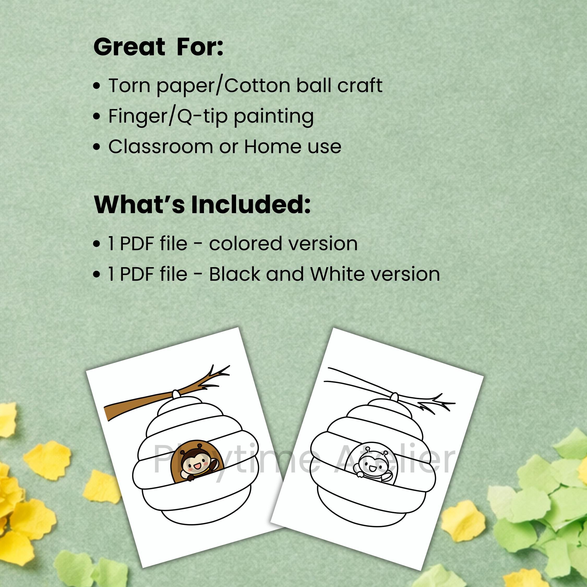 Spring Bee Craft Printable for Kids Preschool and Kindergarten Torn ...