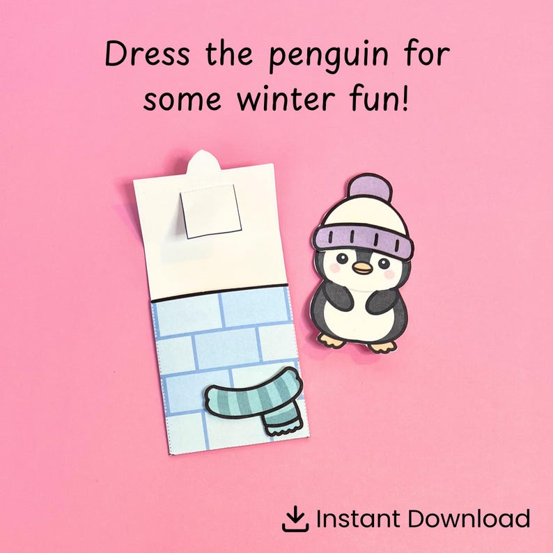 Penguin Winter Craft Printable PDF Cut & Assemble Arctic Animal Bed ...