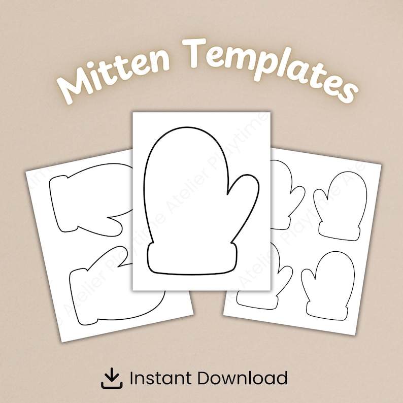Printable Mitten Template Cut Out Patterns PDF Kids Winter Craft ...