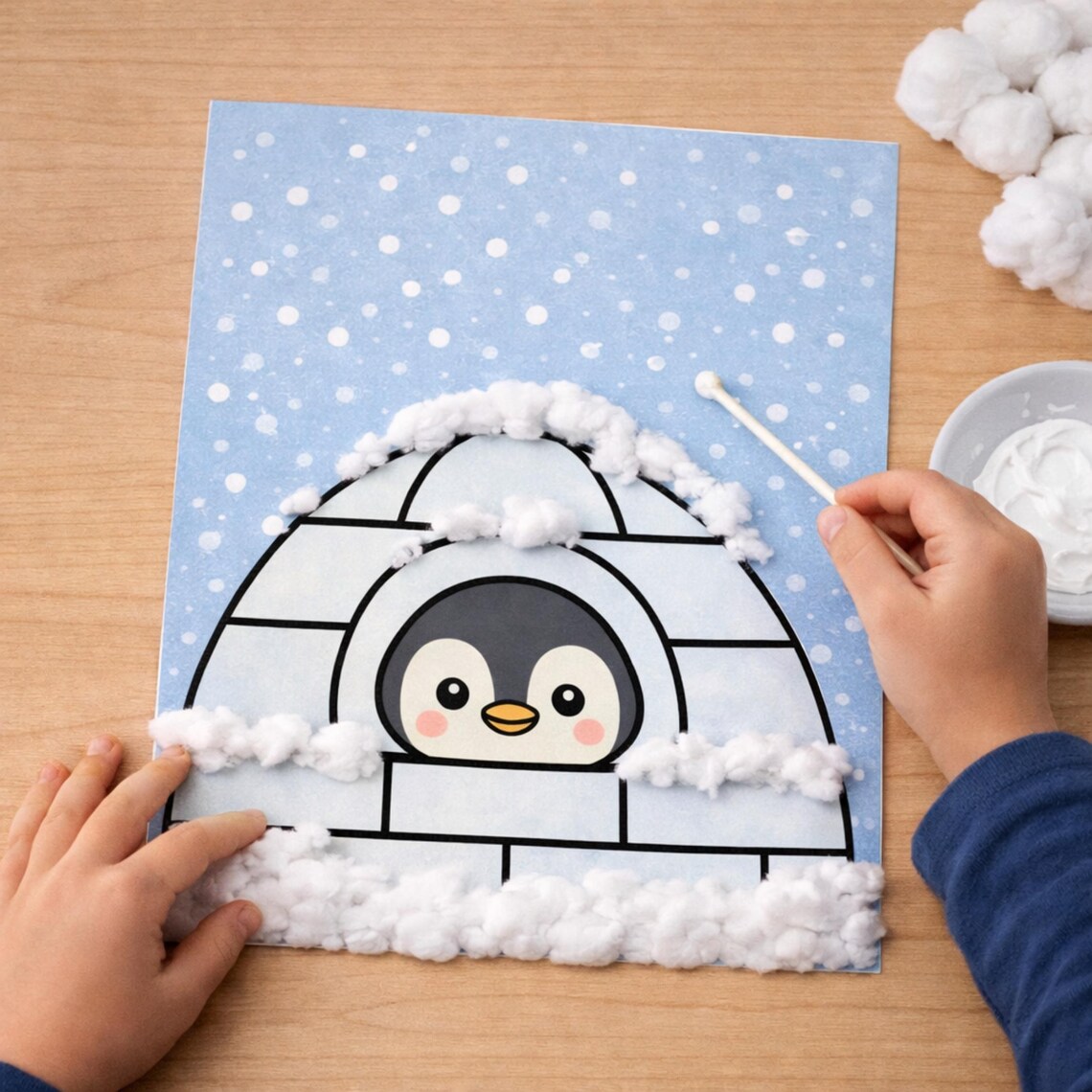 Penguin Igloo Craft Printable Winter Activity Template Preschool ...