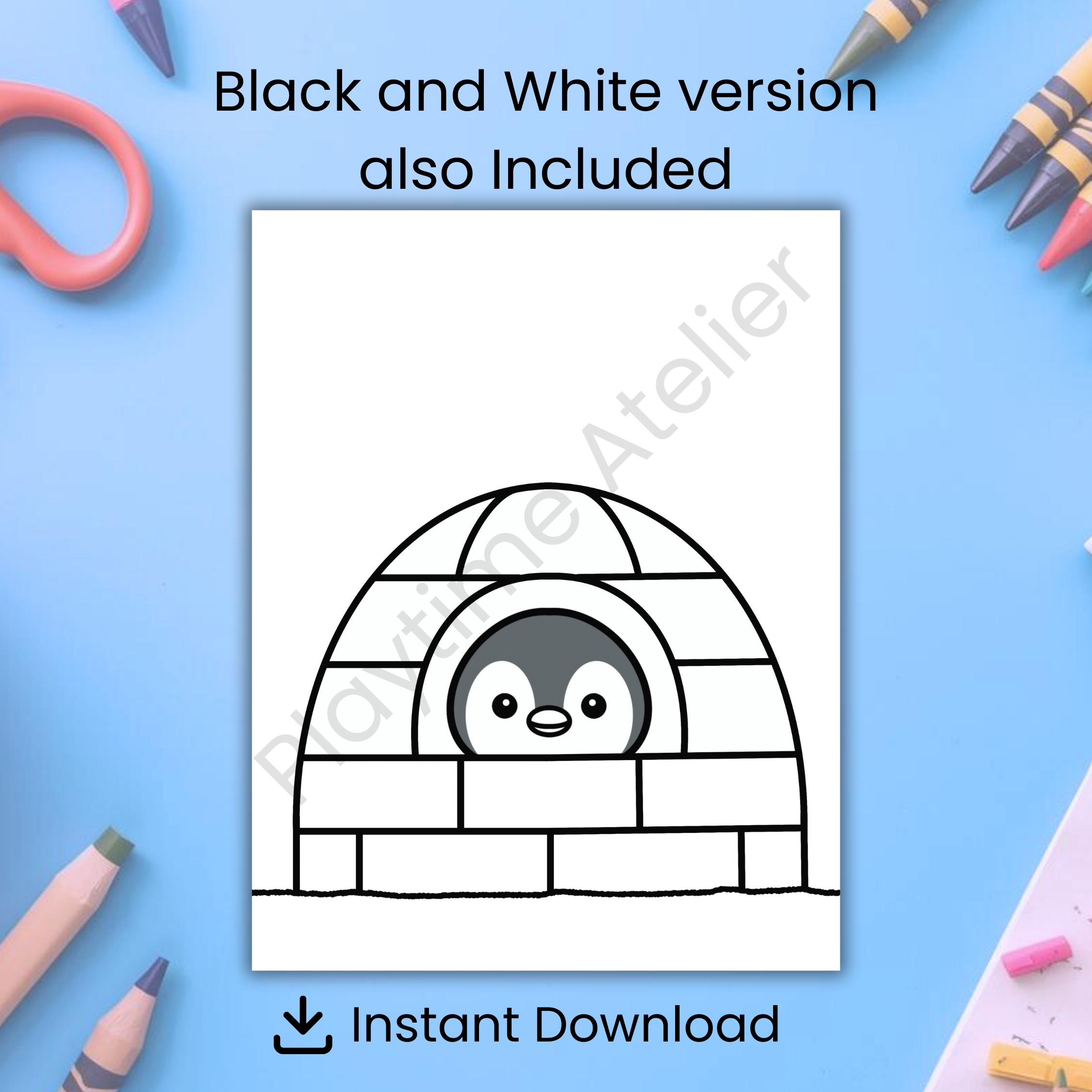 Penguin Igloo Craft Printable Winter Activity Template Preschool ...