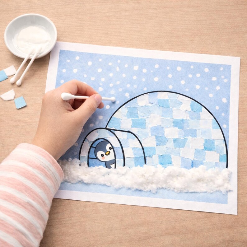 Penguin Igloo Craft Printable Winter Activity Template Preschool ...