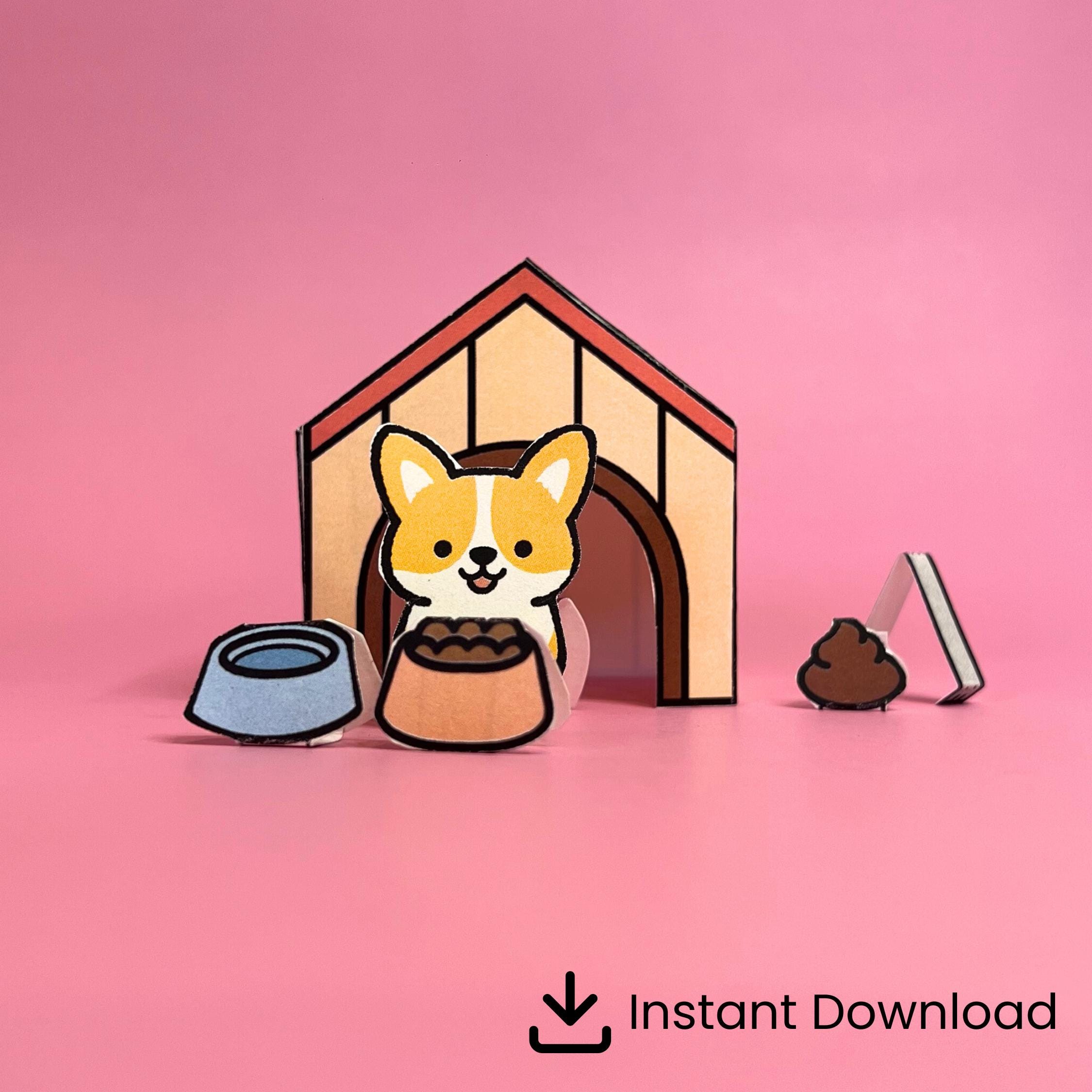 3D Dog House Craft Kit Printable DIY Paper Toy Animal Miniature ...