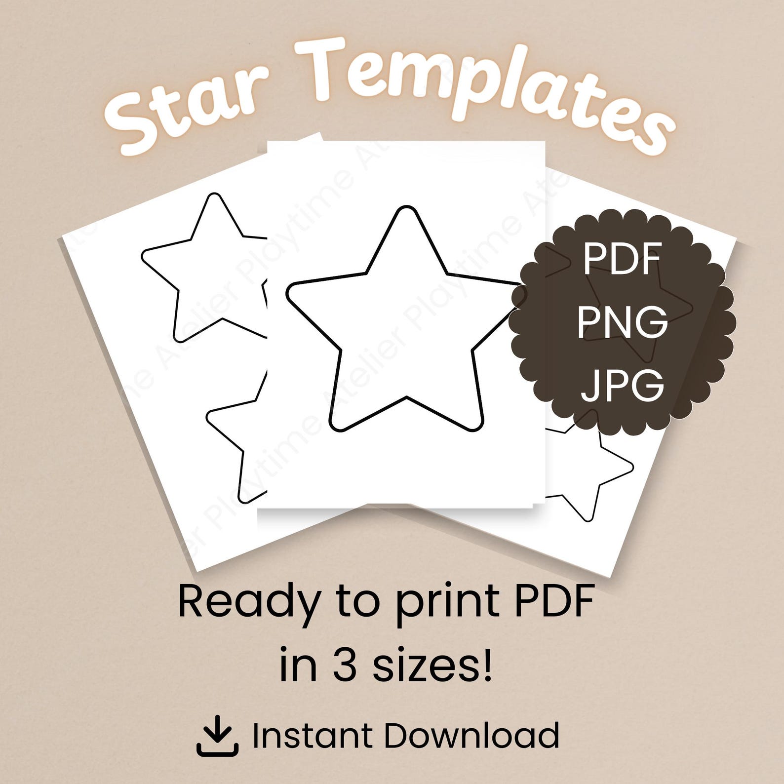 Printable Star Template Cut Out Pattern PDF for Kids Crafts Classroom ...