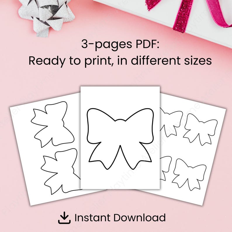 Printable Bow Template PDF Outline Cut Out Patterns Kids Valentine ...