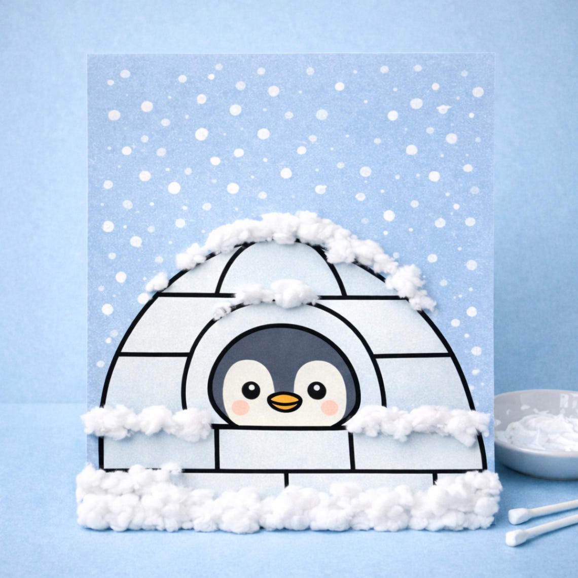 Penguin Igloo Craft Printable Winter Activity Template Preschool ...