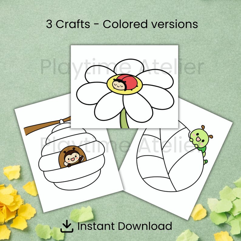 Spring Bug Craft Printable Bundle Torn Paper Activity for Kids ...