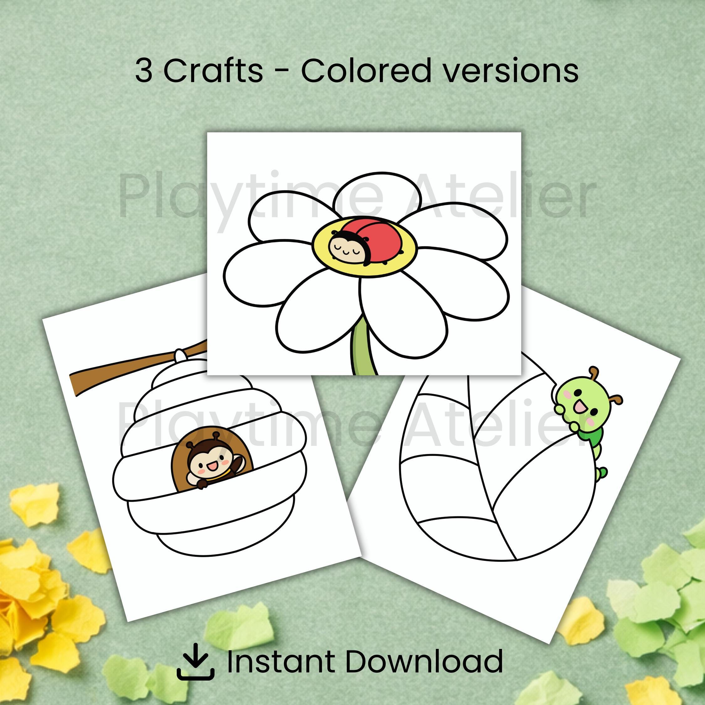 Spring Bug Craft Printable Bundle Torn Paper Activity for Kids ...