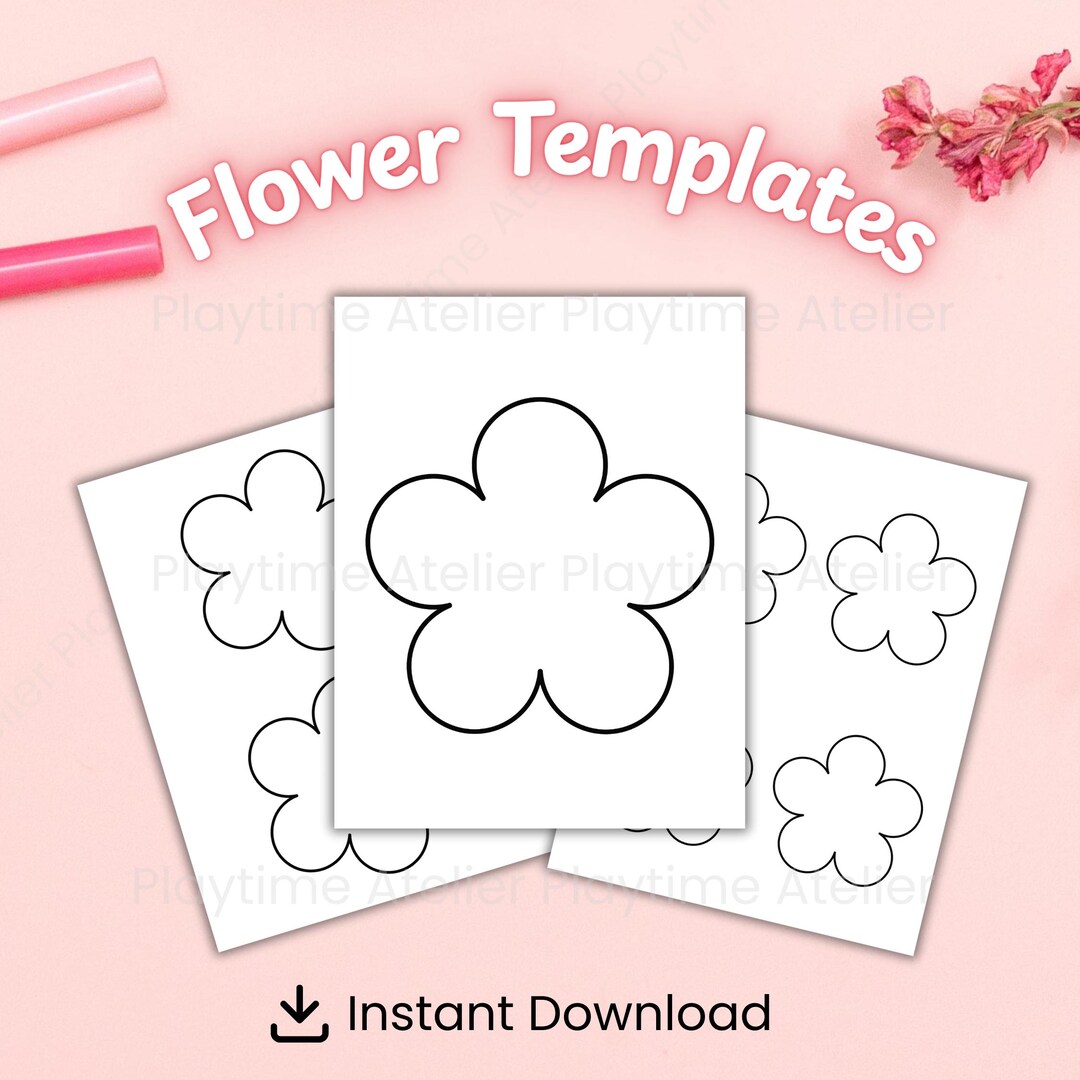 Printable Flower Template Cut Out Patterns Spring Nature Craft PDF for ...