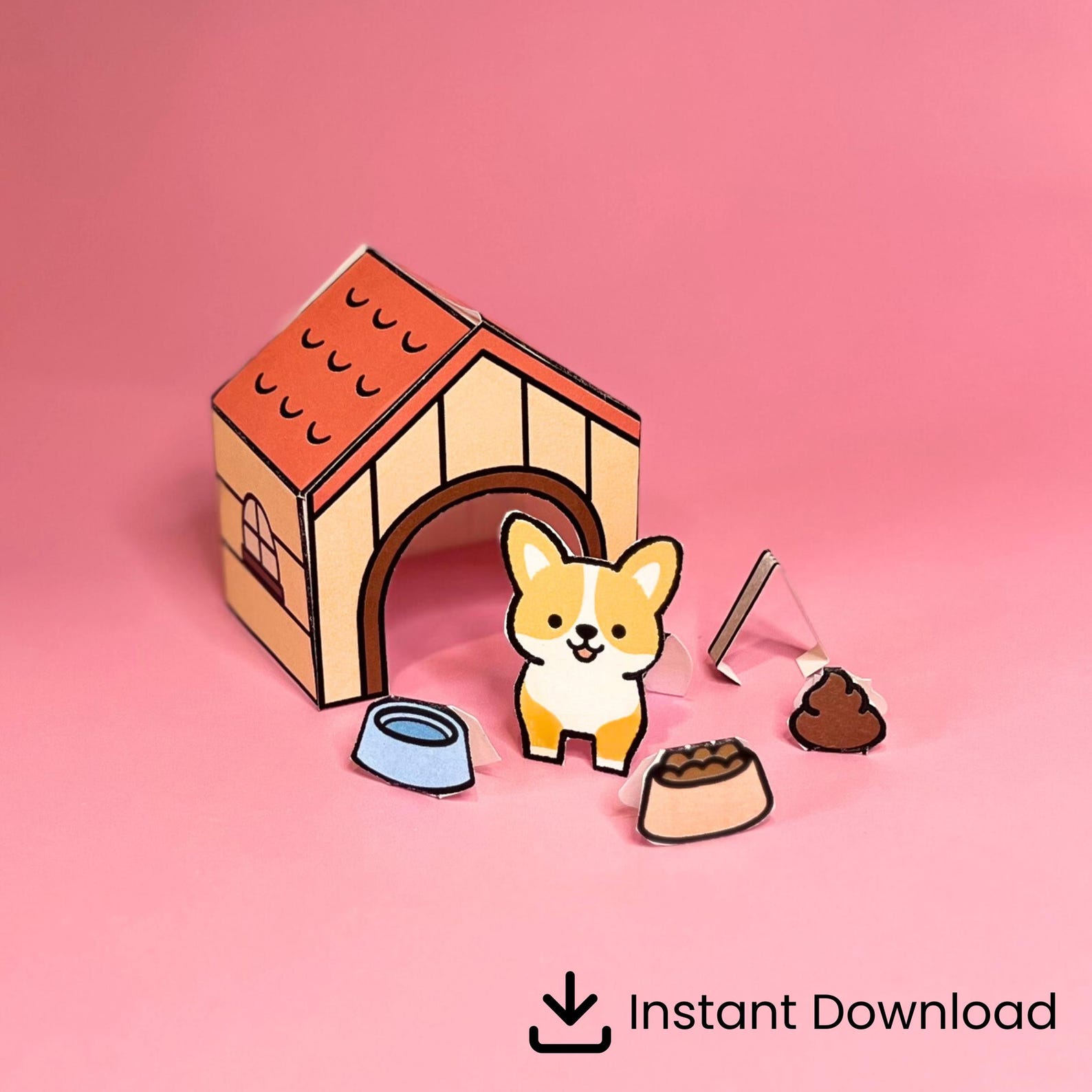 3D Dog House Craft Kit Printable DIY Paper Toy Animal Miniature ...