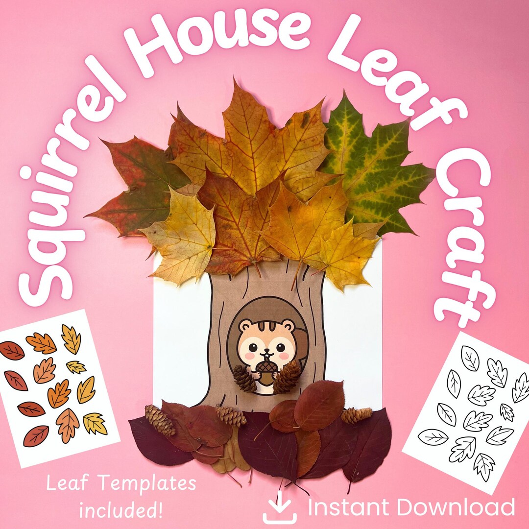 Squirrel Leaf Craft Printable Fall Leaf Cut and Paste Activity Template ...