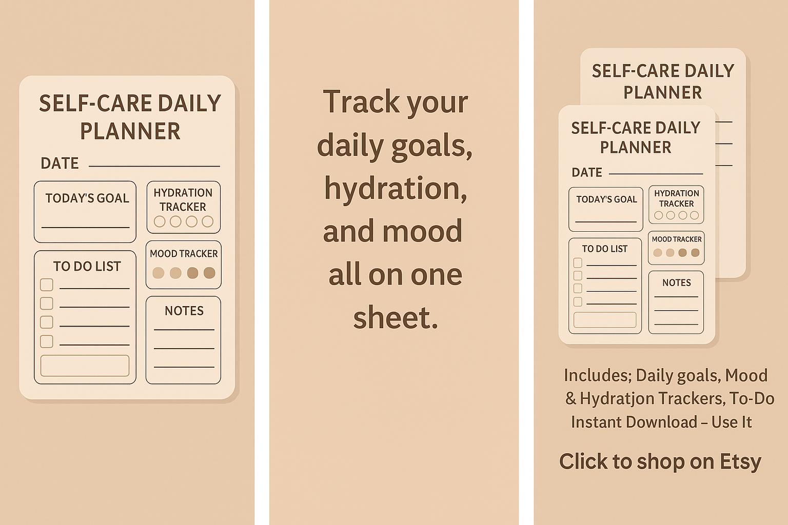 Self-care Daily Planner Printable – Minimalist Wellness PDF – To-do ...