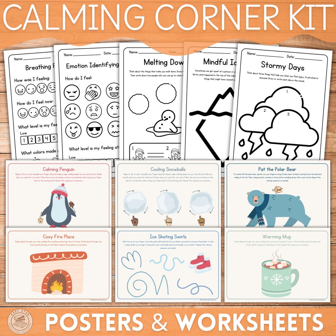Calm Down Corner Posters, Self Regulation Worksheets Calming Strategies ...