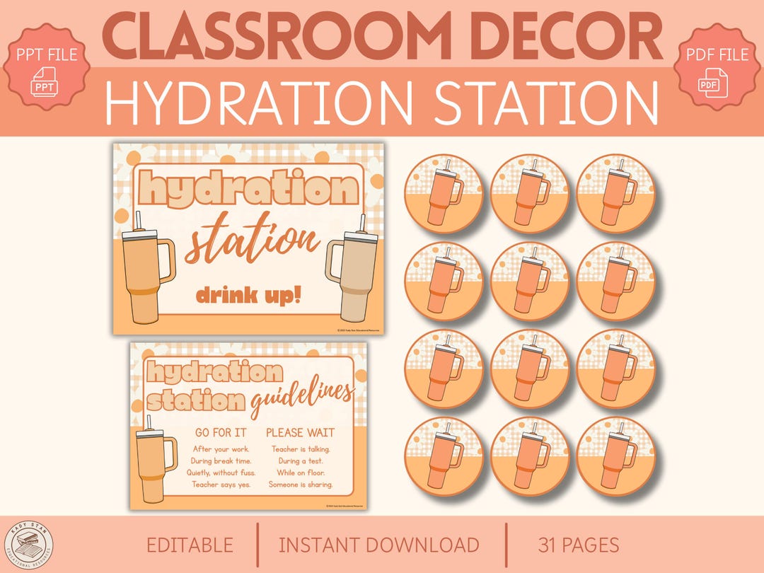 Hydration Station Sign Editable Classroom Management Posters Water ...