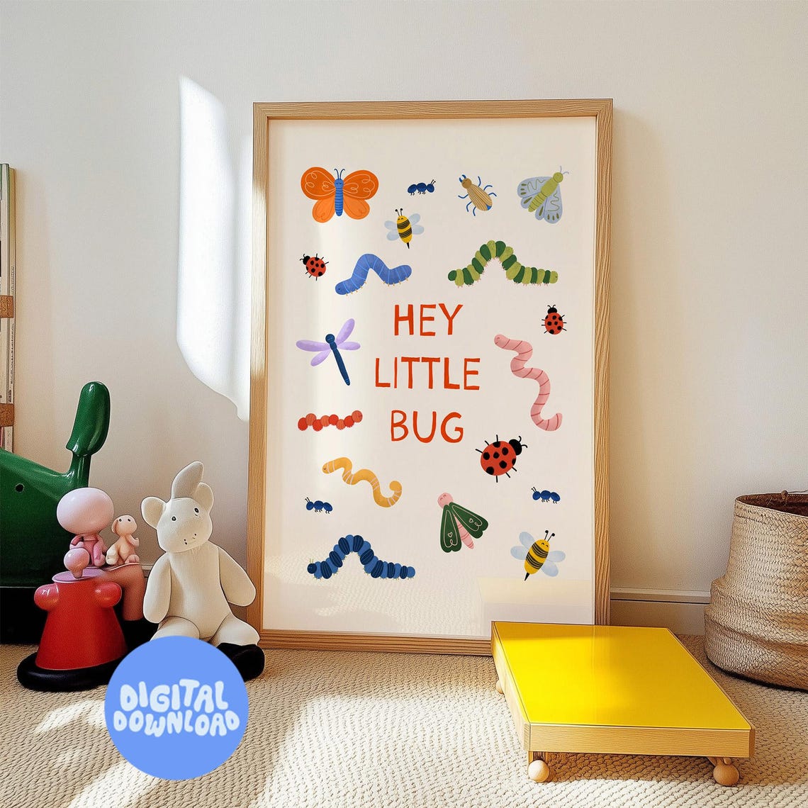 Little Bug Nursery Art Print: Playful Insect Kids Room Decor (digital ...