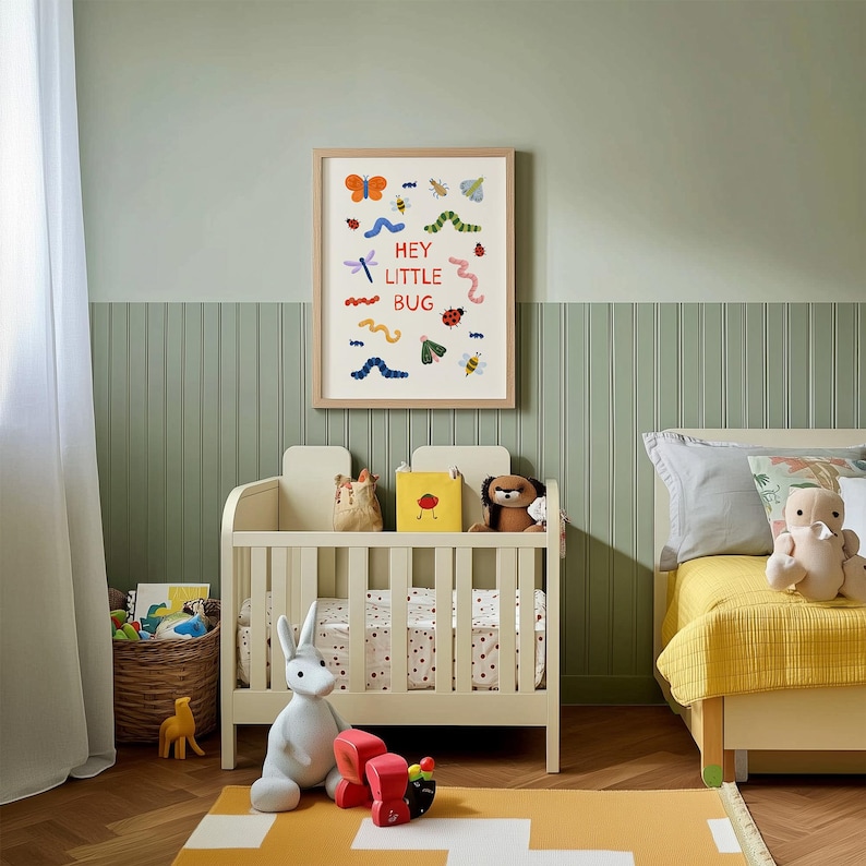 Little Bug Nursery Art Print: Playful Insect Kids Room Decor (digital ...
