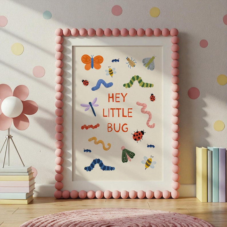 Little Bug Nursery Art Print: Playful Insect Kids Room Decor (digital ...