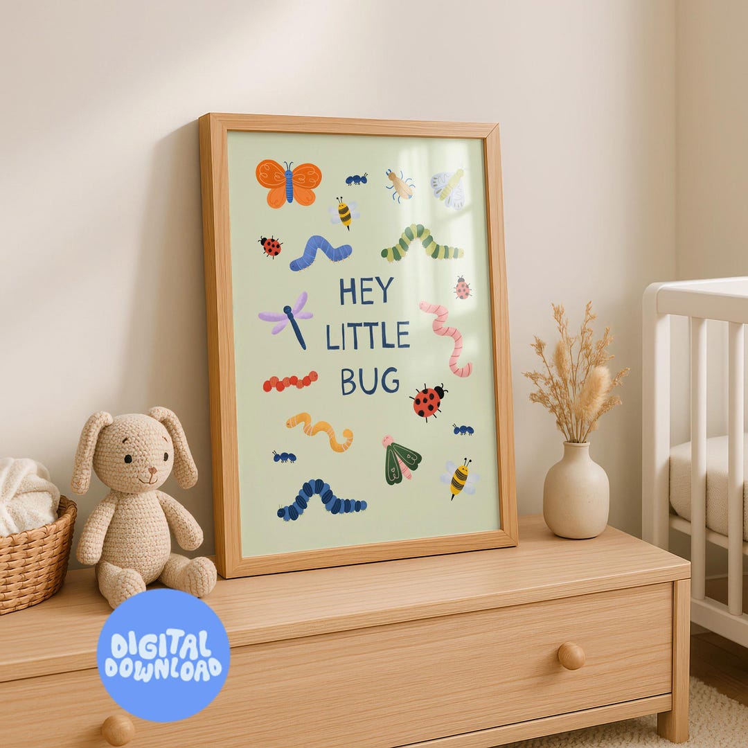 Little Bug Nursery Art - Green Playroom Decoration, Kids Room Digital ...