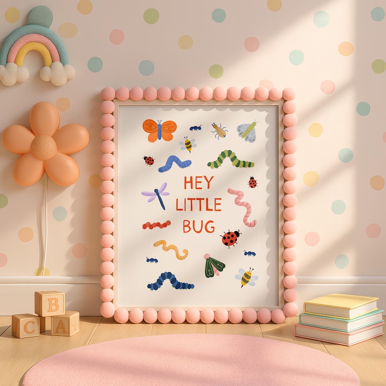 Little Bug Nursery Art Print: Playful Insect Kids Room Decor (digital ...