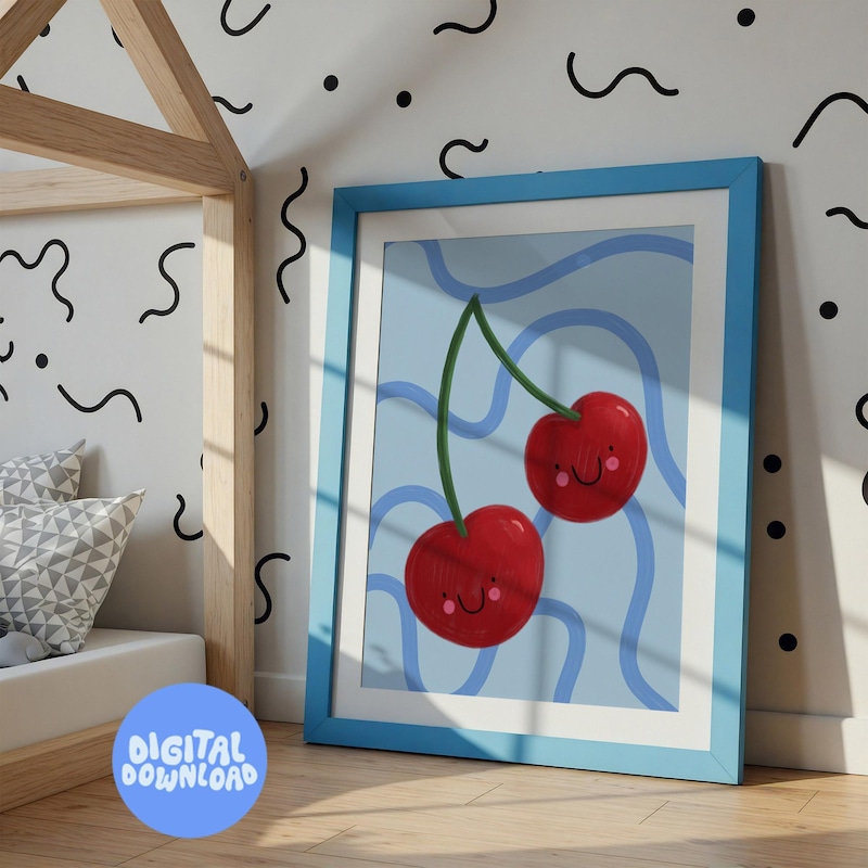 Purple Cherry Print - Etsy UK