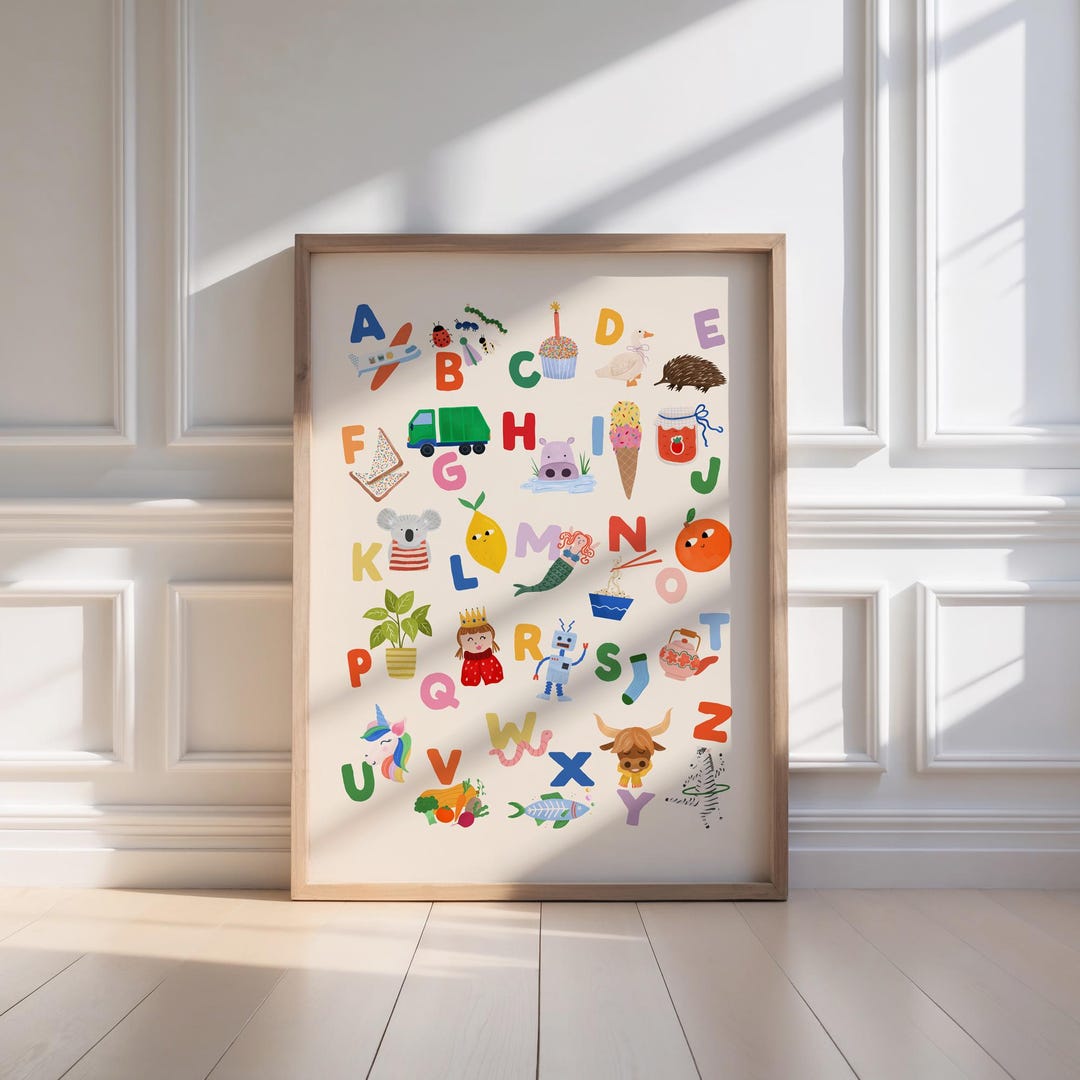 Kids Alphabet Poster: Playful Rainbow ABC Nursery Wall Art - Etsy Australia
