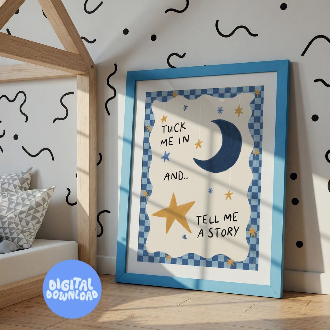 Moon and Stars Nursery Print: "tuck Me In" Bedtime Story (digital ...