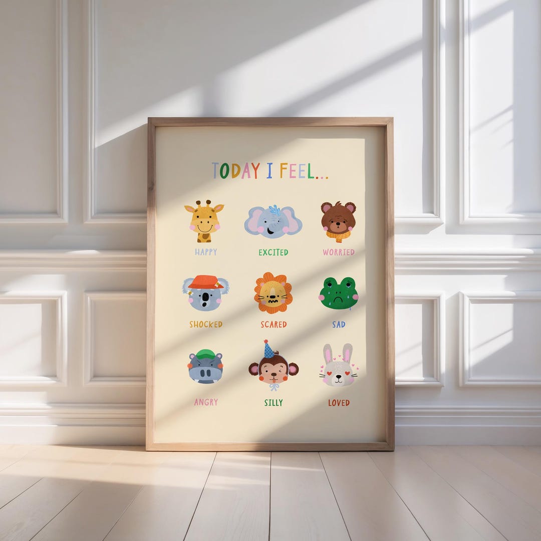 Kids Feelings Chart: Today I Feel Emotions Print, Nursery Wall Art ...