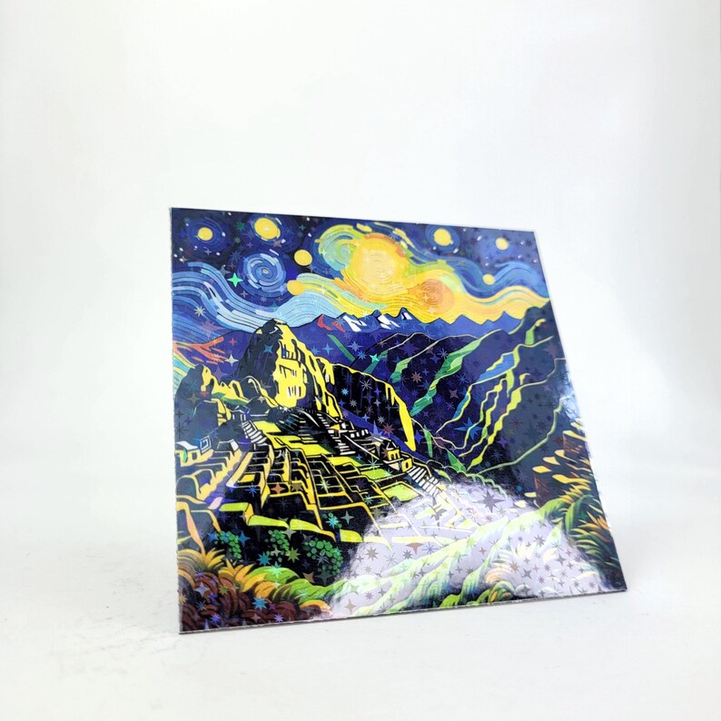 Starry Night at Machu Picchu Peru Fridge Magnet With a Reflective ...