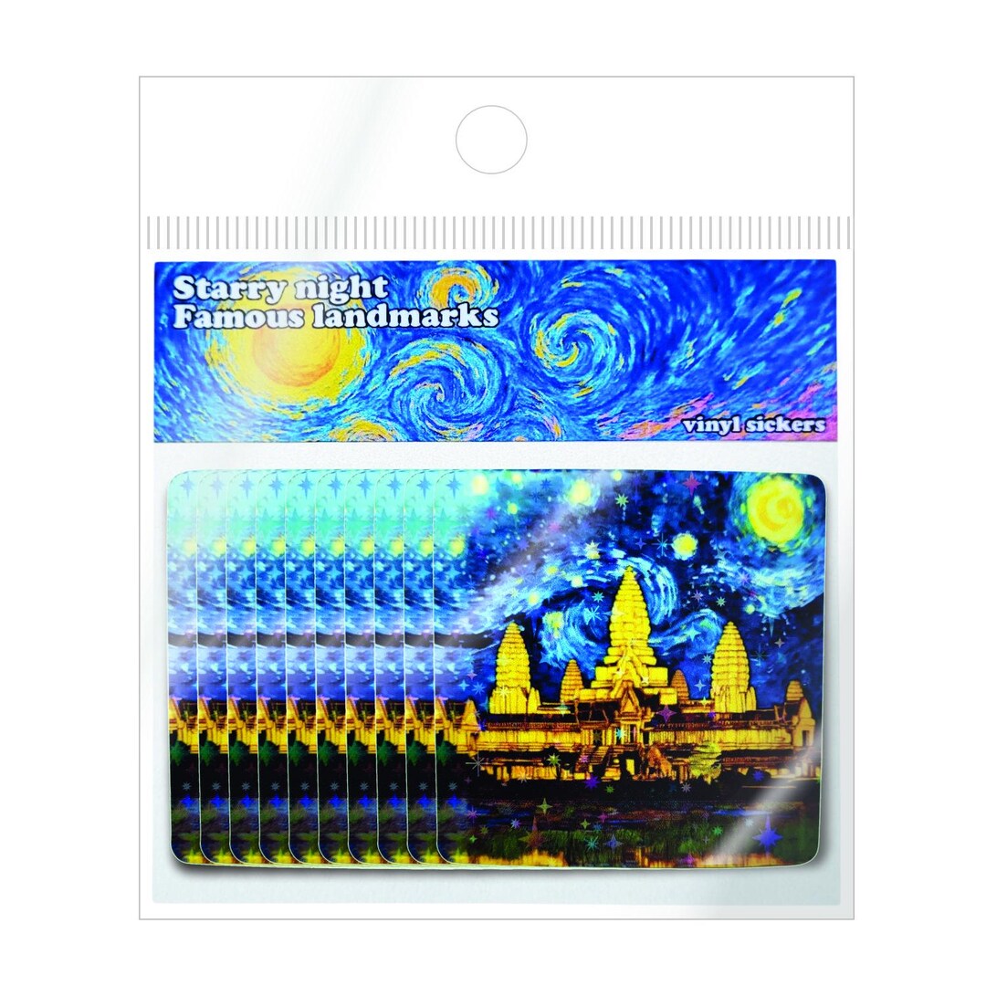 Starry Night at Angkor Wat Temple Cambodia Stickers !! With a ...