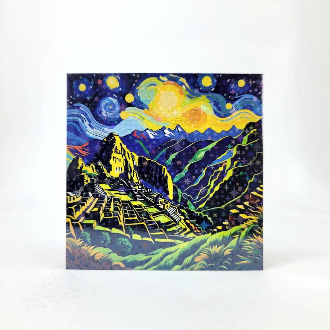 Starry Night at Machu Picchu Peru Fridge Magnet With a Reflective ...
