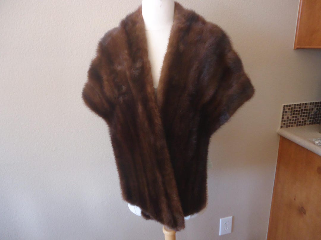 1960s Vintage Jack Savidusky's Genuine Brown Mink Fur Cape/stoll, Size ...